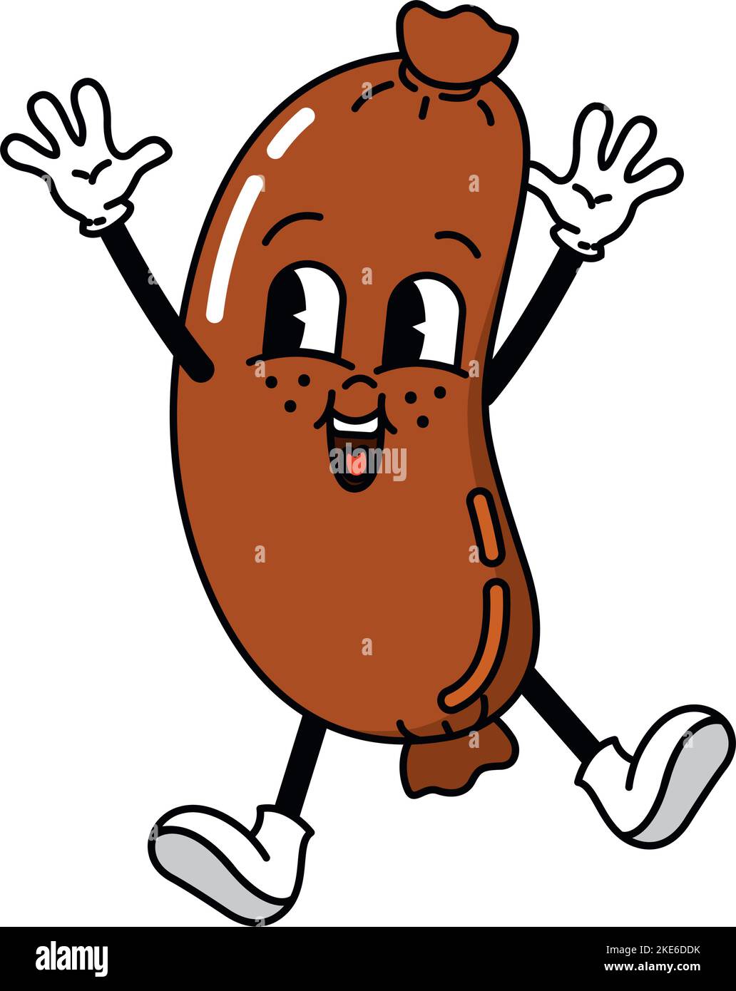 Isolated happy sausage groovy traditional cartoon Vector Stock Vector ...