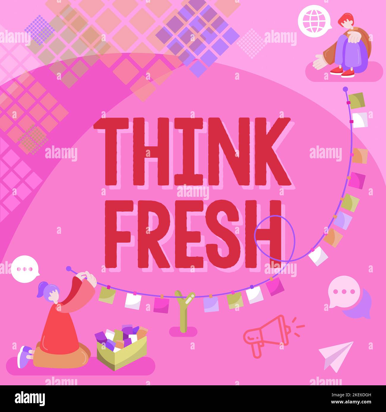 Text sign showing Think Fresh. Business overview a new perspective of ...
