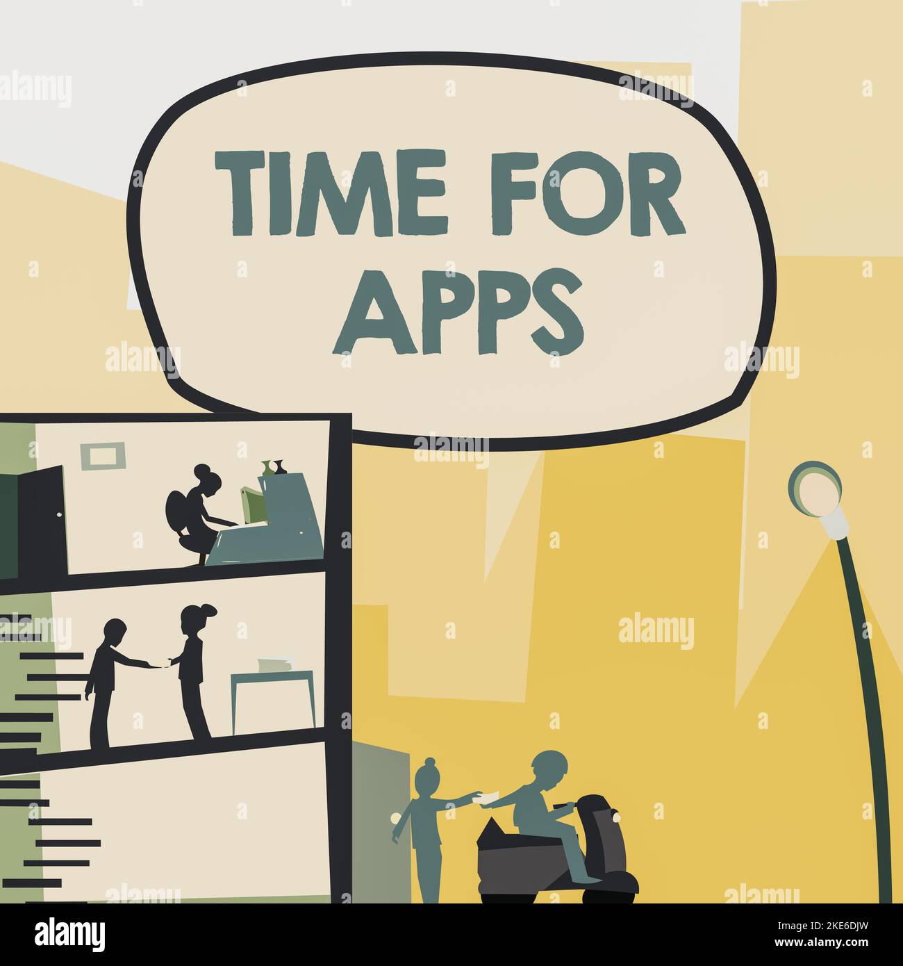 Handwriting text Time For Apps. Business approach make use of application or services using the ...