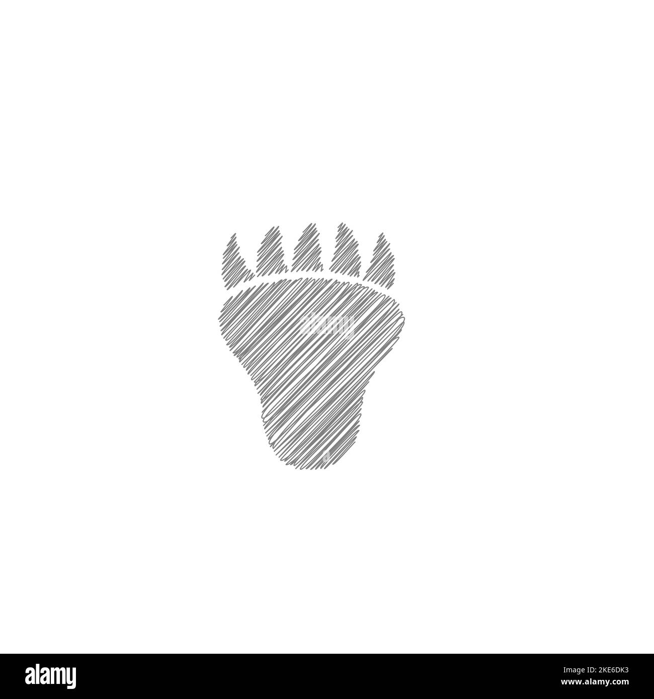 Bear trail grey sketch vector icon. Beast footpath, paw trail in the ...