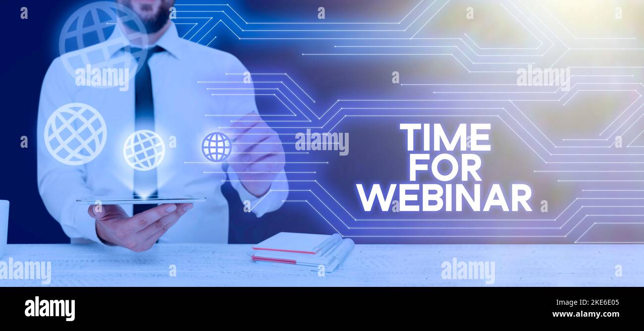 Writing displaying text Time For Webinar. Business idea elearning, web ...