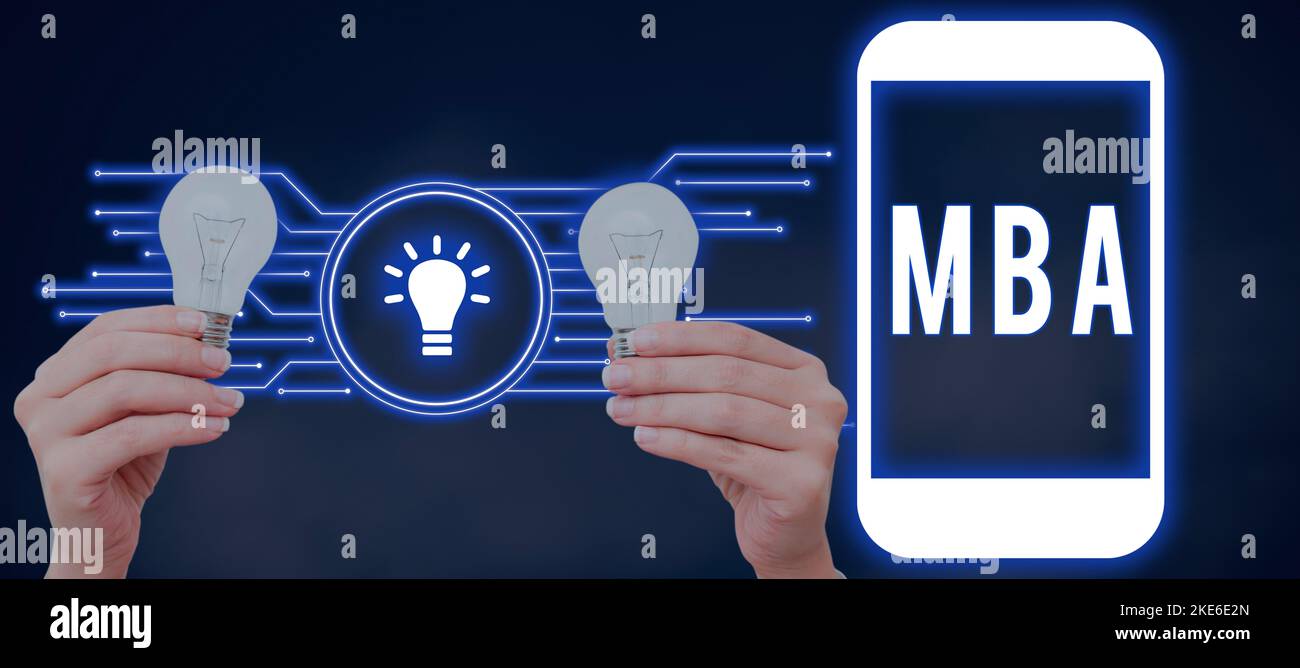 Text sign showing Mba. Conceptual photo designed to develop the skills ...