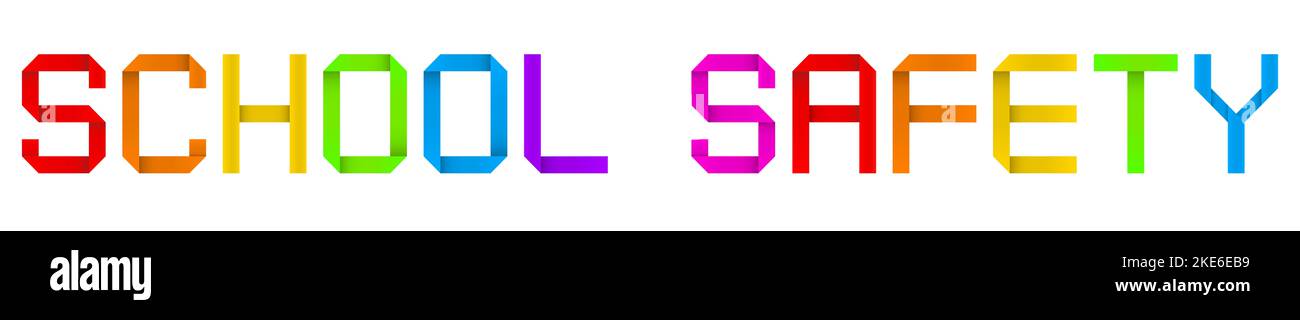 Concept or conceptual paper origami font forming the SCHOOL SAFETY text ...