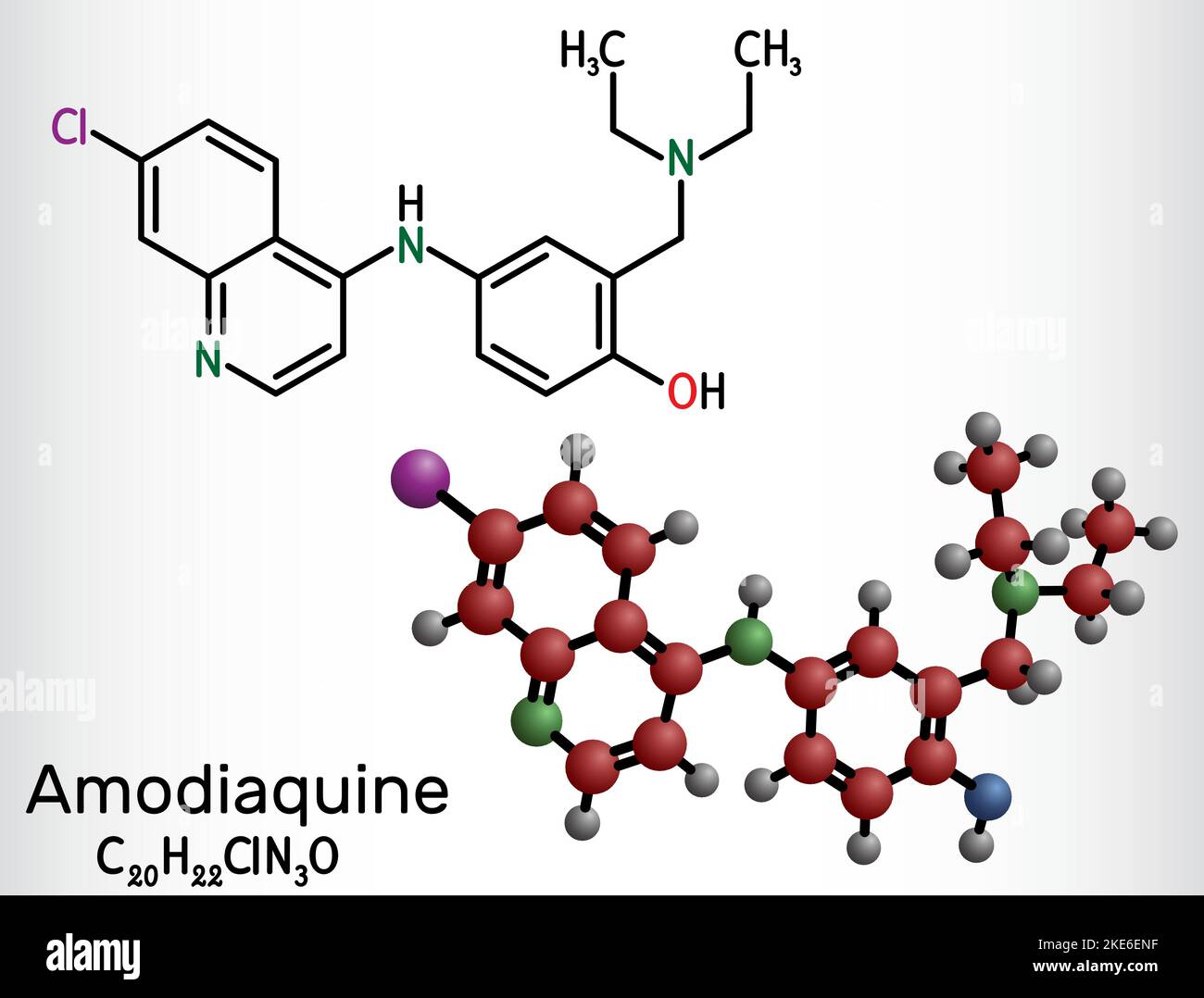 Amodiaquine, ADQ molecule. It is aminoquinoline, used for the therapy ...