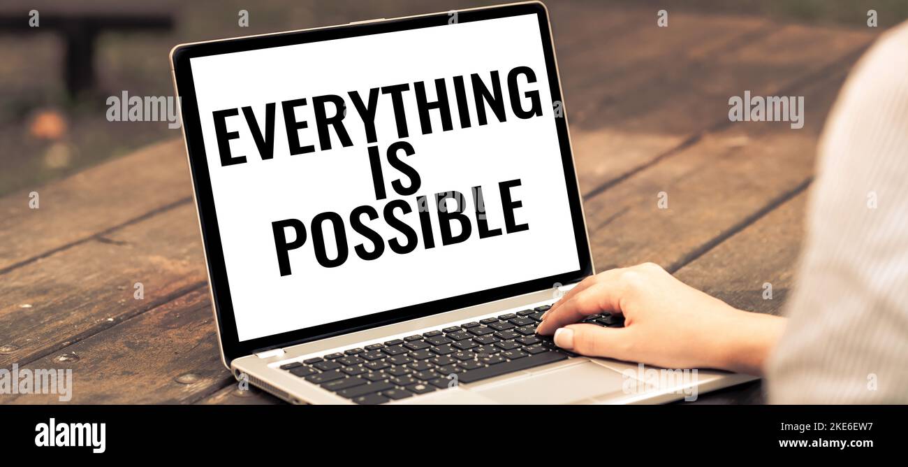 Sign displaying Everything Is Possible. Business concept Being ...