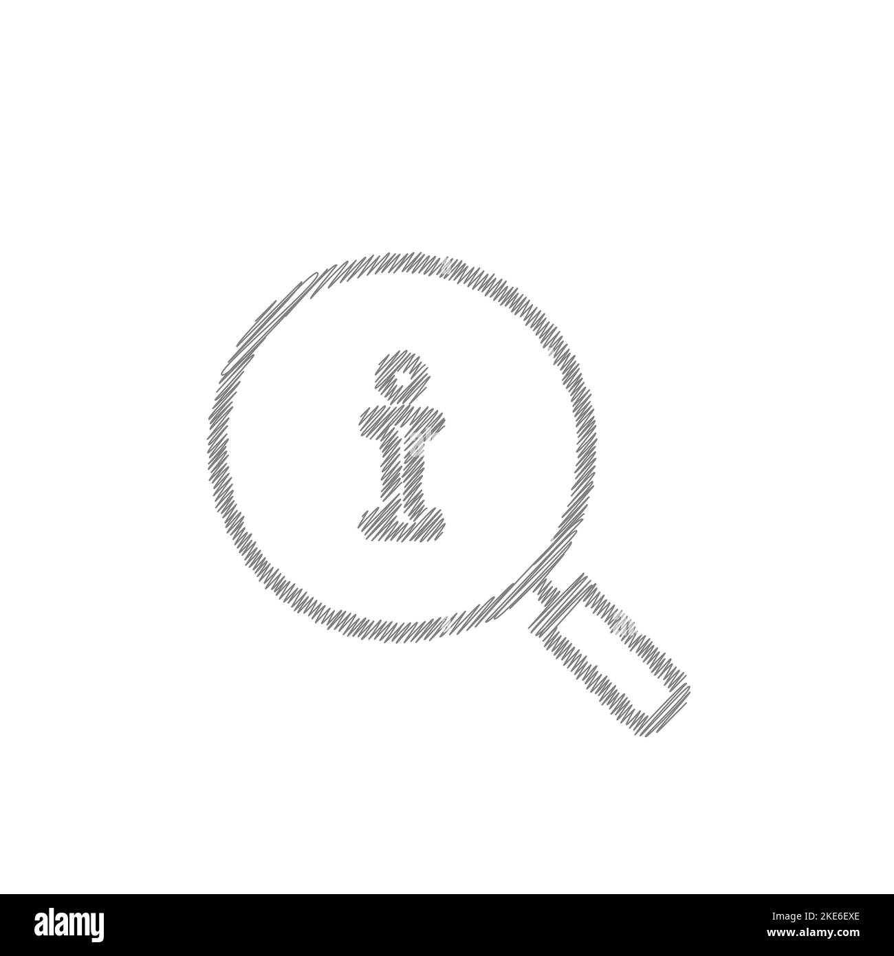Magnifying glass and information sketch grey icon Information help icon ...