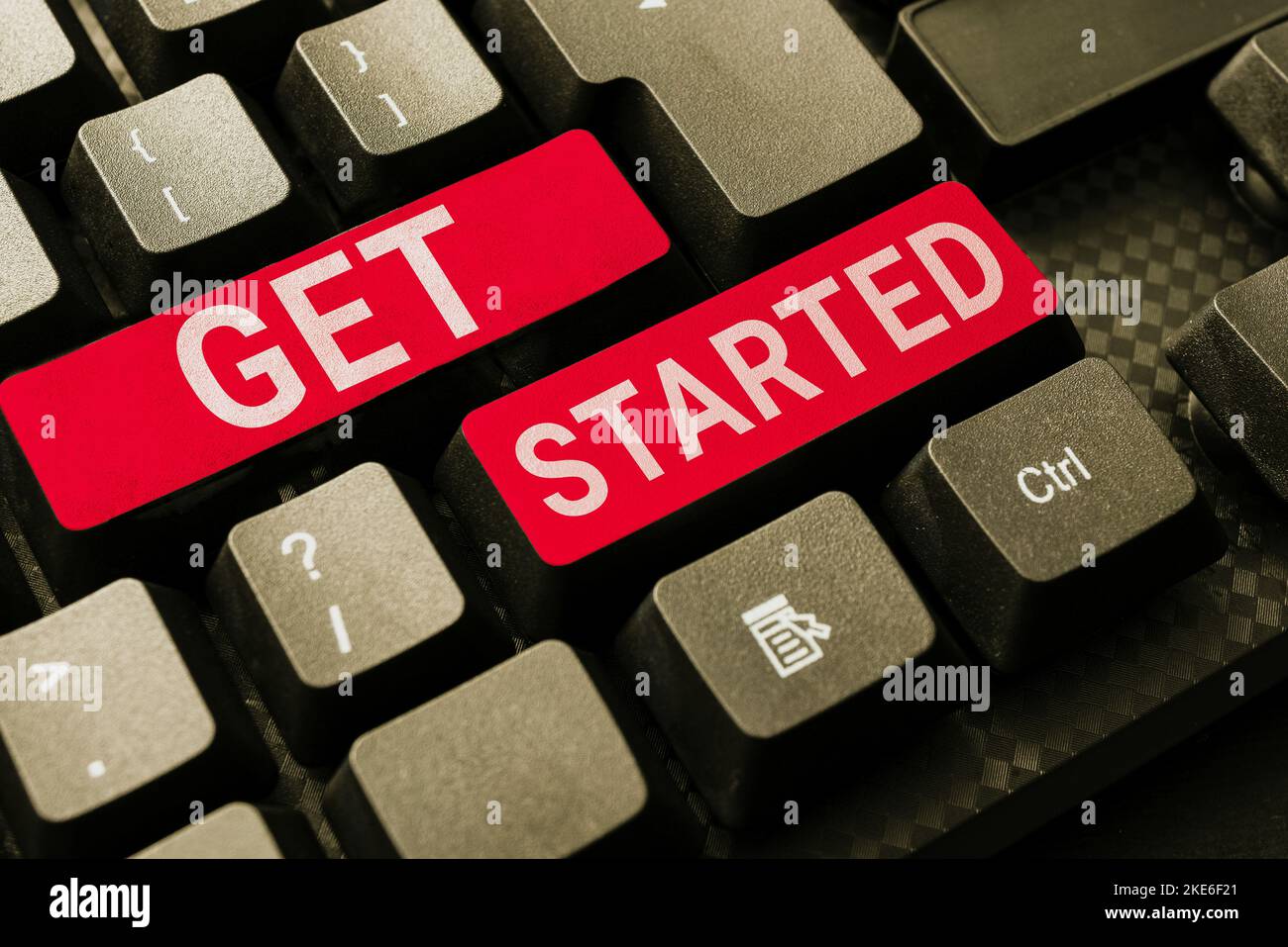 Text caption presenting Get Started. Business idea to begin accomplishing or working on the ...