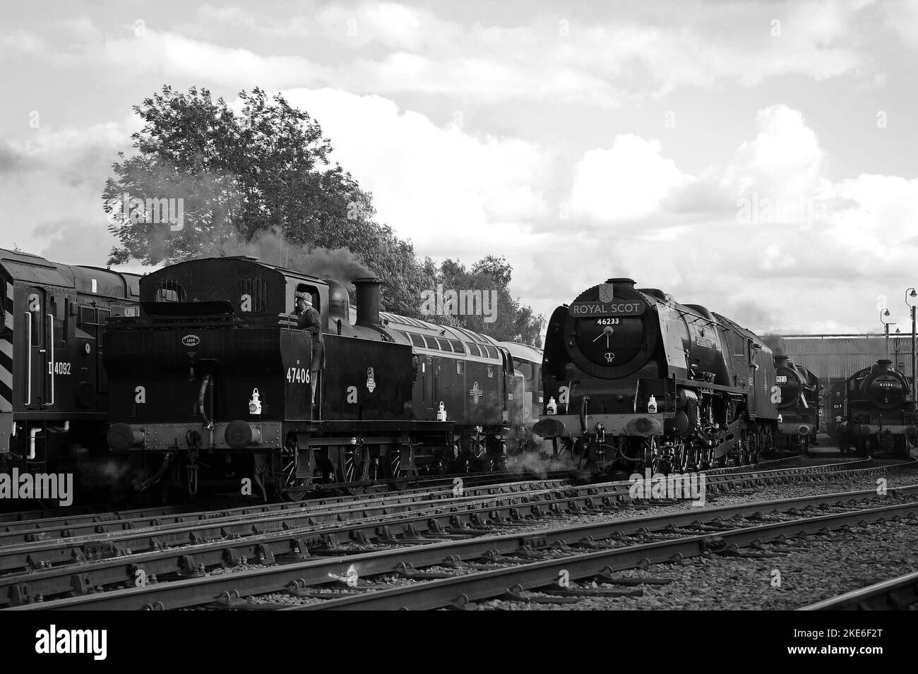 "47406" on shed with "Duchess of Sutherland", "Leander" and "43106 ...