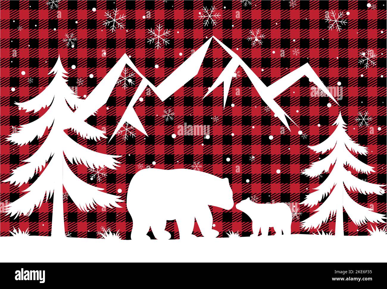 Christmas and New Year pattern at Buffalo Plaid. Festive background for ...