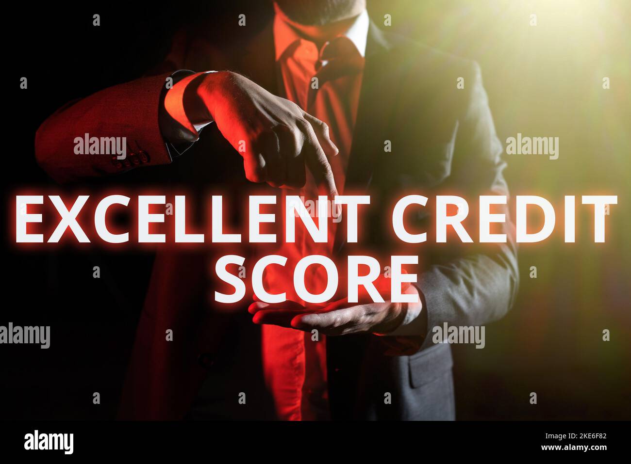 Text caption presenting Excellent Credit Score, Concept meaning person ...