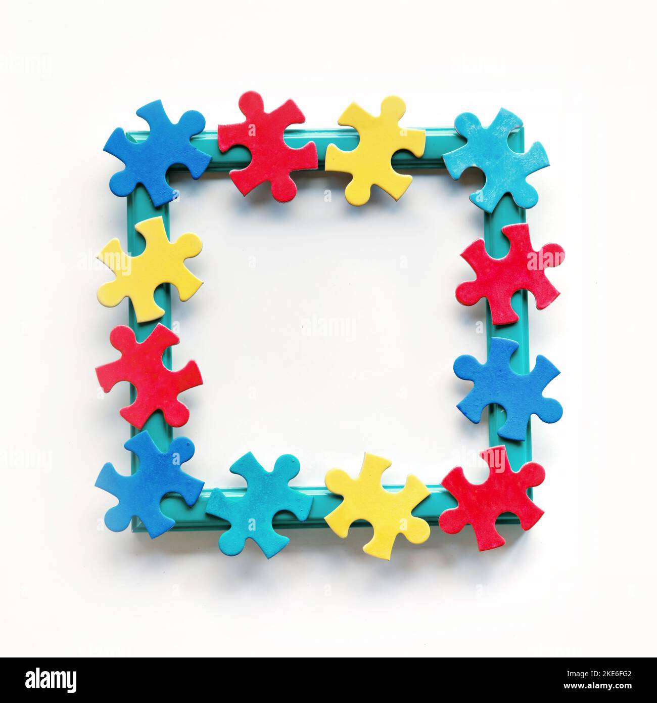 Autism Awareness Day, World Autism Day, square frame with puzzle pieces ...