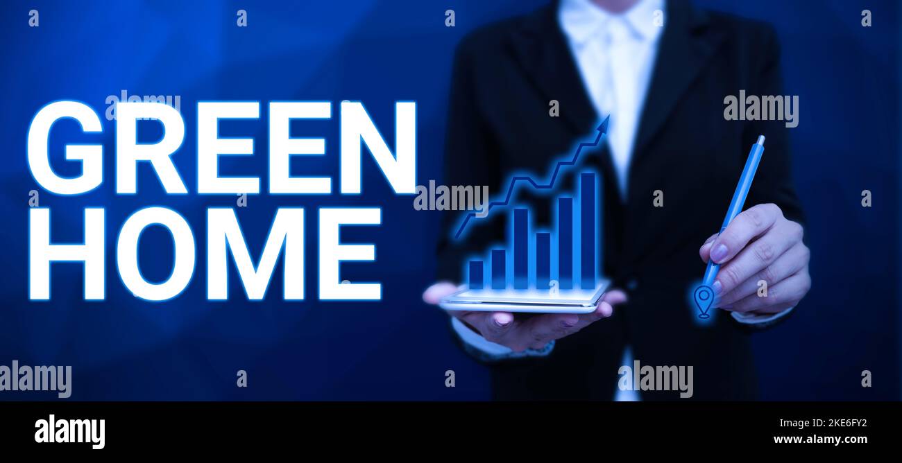 Text sign showing Green Home. Concept meaning An area filled with ...