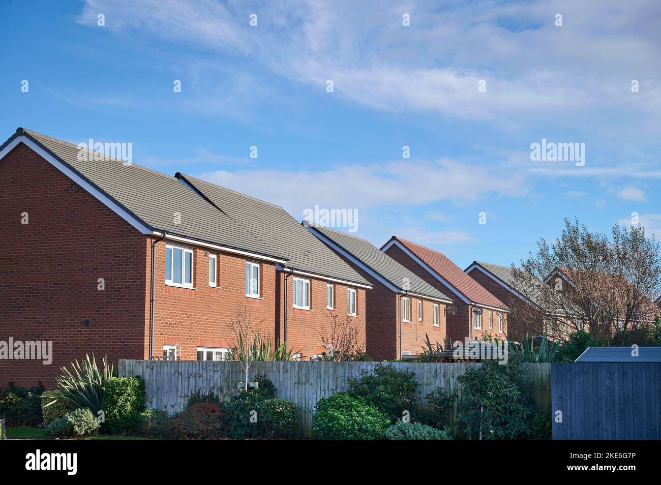 Row of modern terrace houses on new housing estate in Lancashire,UK ...