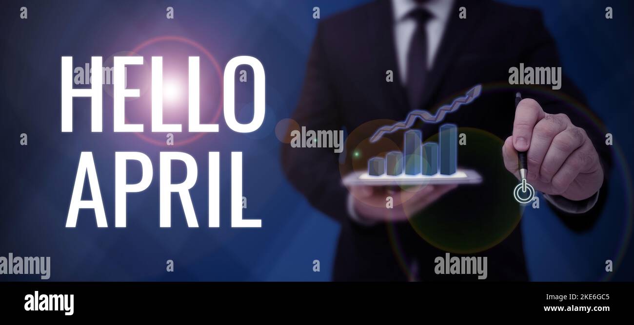 Conceptual caption Hello April. Business idea a greeting expression ...