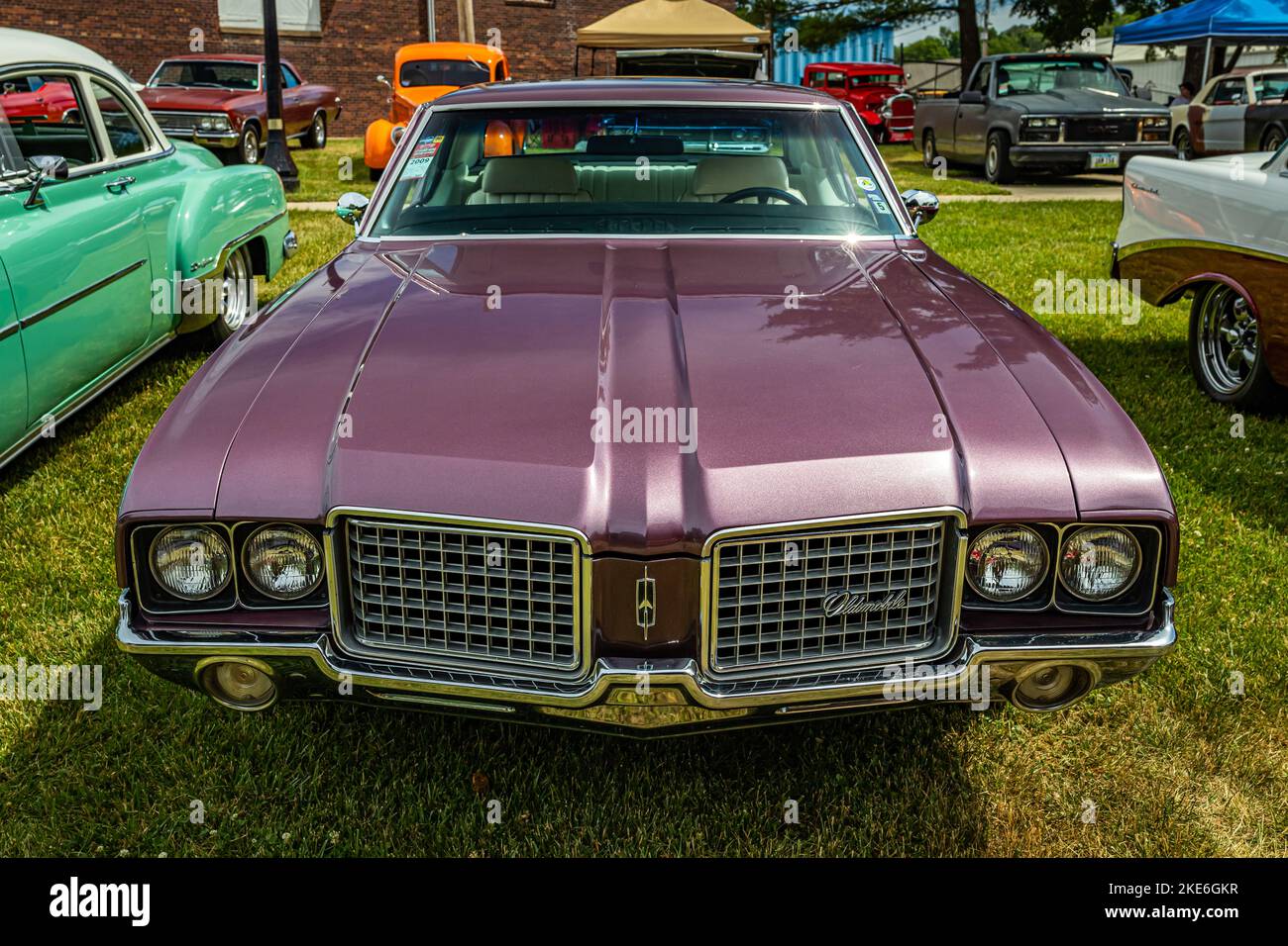 Des Moines, IA - July 02, 2022: High perspective front view of a 1972 ...