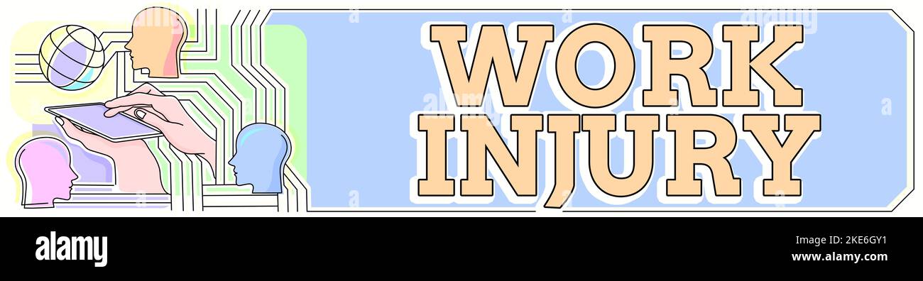 Text caption presenting Work Injury. Business overview an accident ...