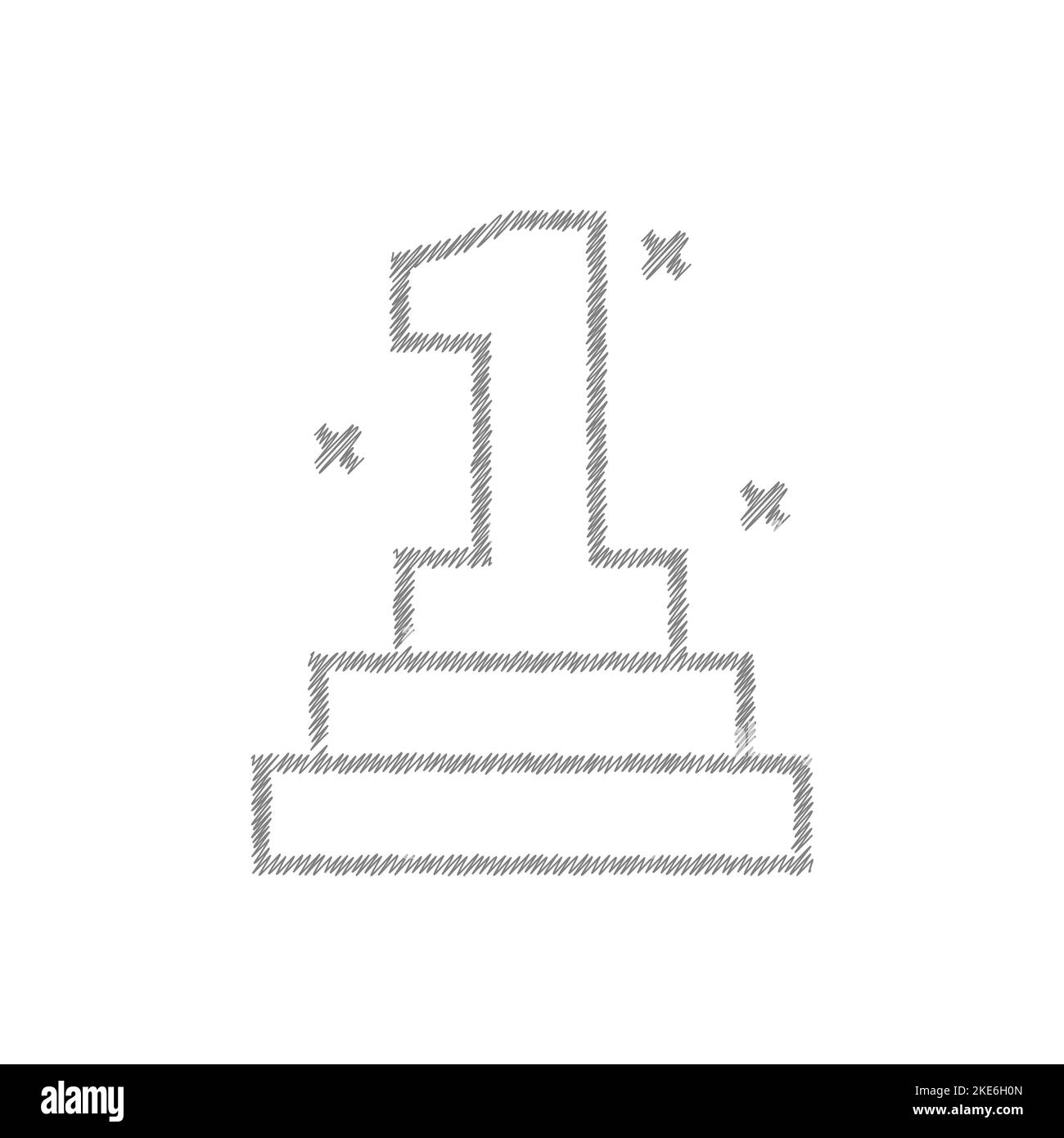 First place grey sketch vector icon. Success symbol award champion ...