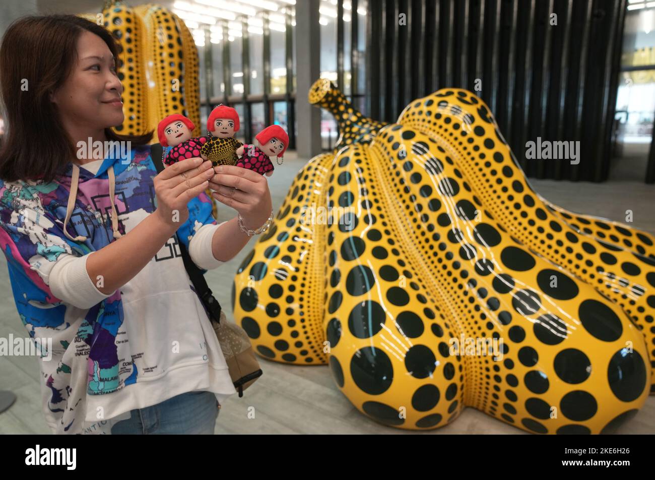 Yayoi KusamaHH pumpkins sculptures exhibit at M+ Museum in West Kowloon ...