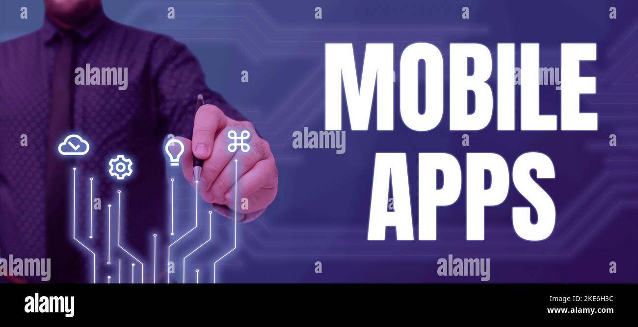 Inspiration showing sign Mobile Apps. Business showcase a software application designed to run ...