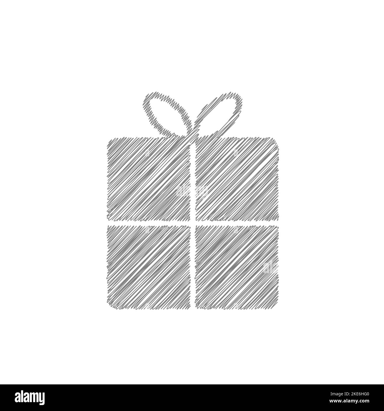 Gift box sketch vector icon. Festive package, wrapping with bow, ribbon ...
