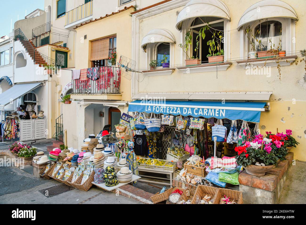 Capri, cluster of colorful houses, Italy Stock Photo - Alamy