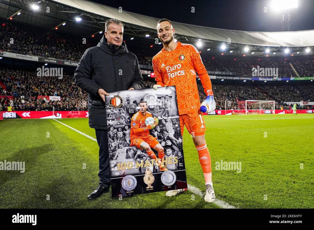 Rotterdam - Dennis te Kloese, Feyenoord keeper Justin Bijlow during the ...