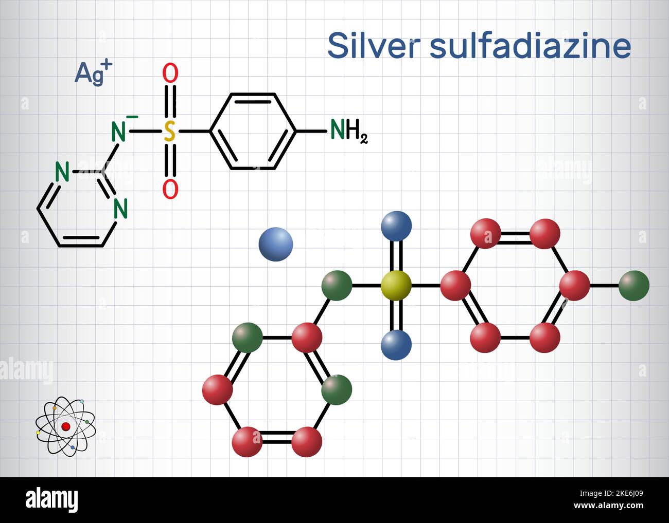 Silver sulfadiazine molecule. It is sulfonamide antibiotic, used for ...