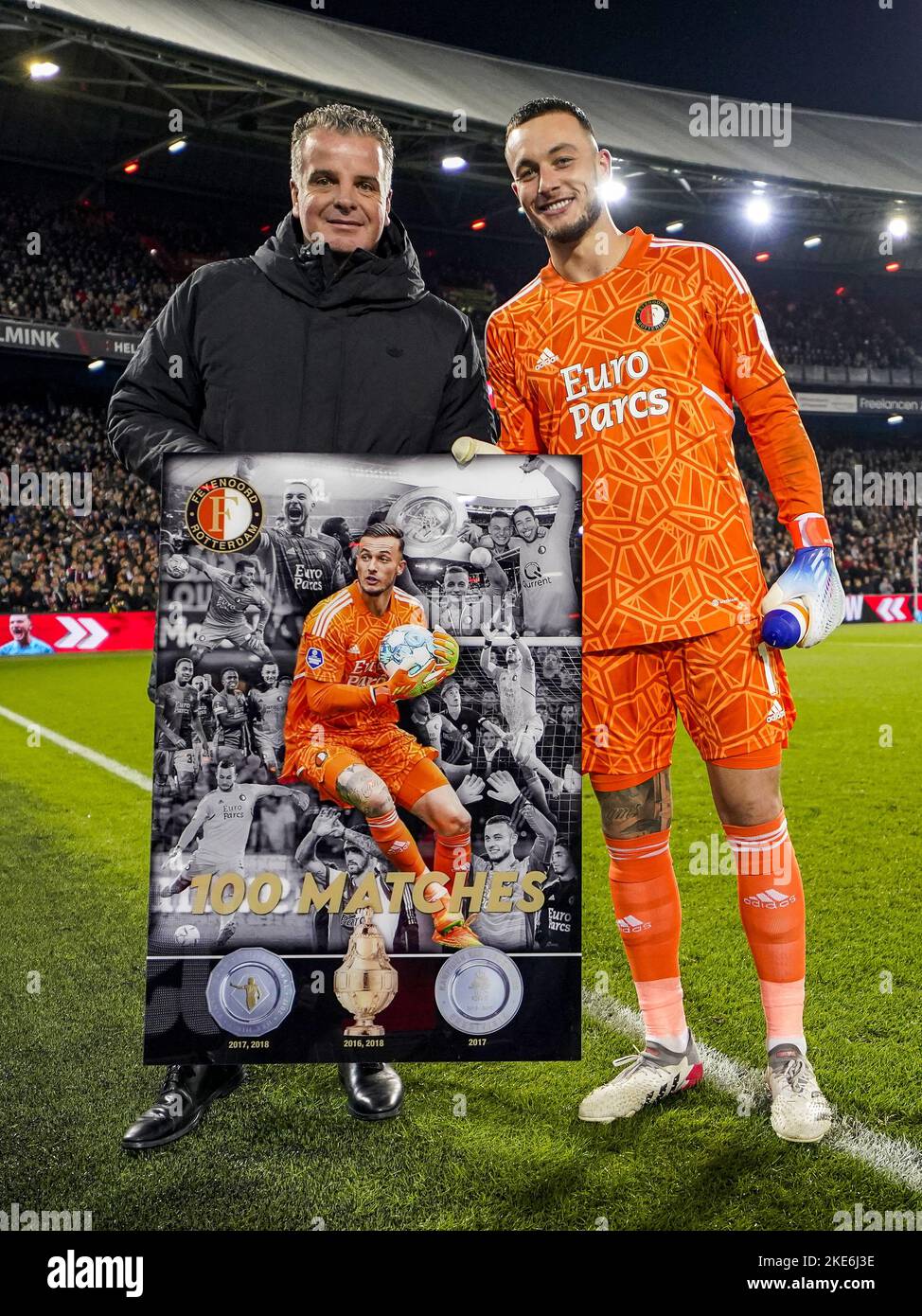 Rotterdam - Dennis te Kloese, Feyenoord keeper Justin Bijlow during the ...