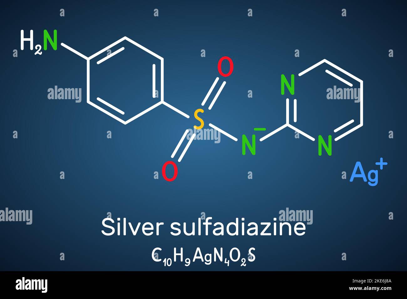 Silver sulfadiazine molecule. It is sulfonamide antibiotic, used for ...