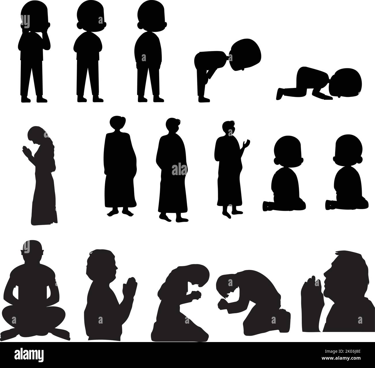 A design of silhouette-set of people with praying poses Stock Vector ...