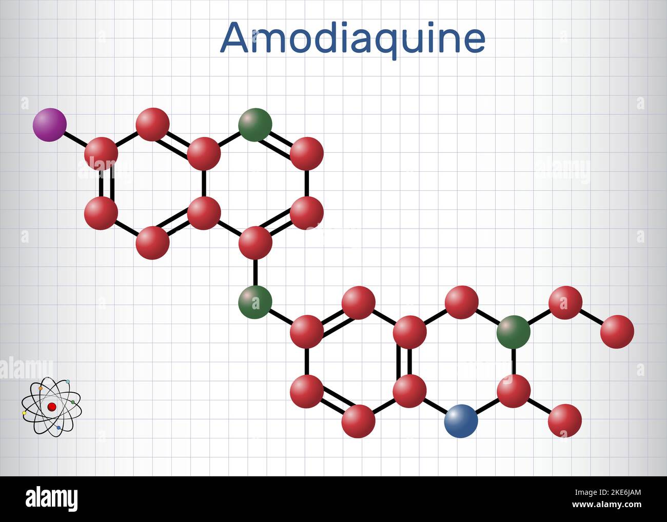 Amodiaquine, ADQ molecule. It is aminoquinoline, used for the therapy ...