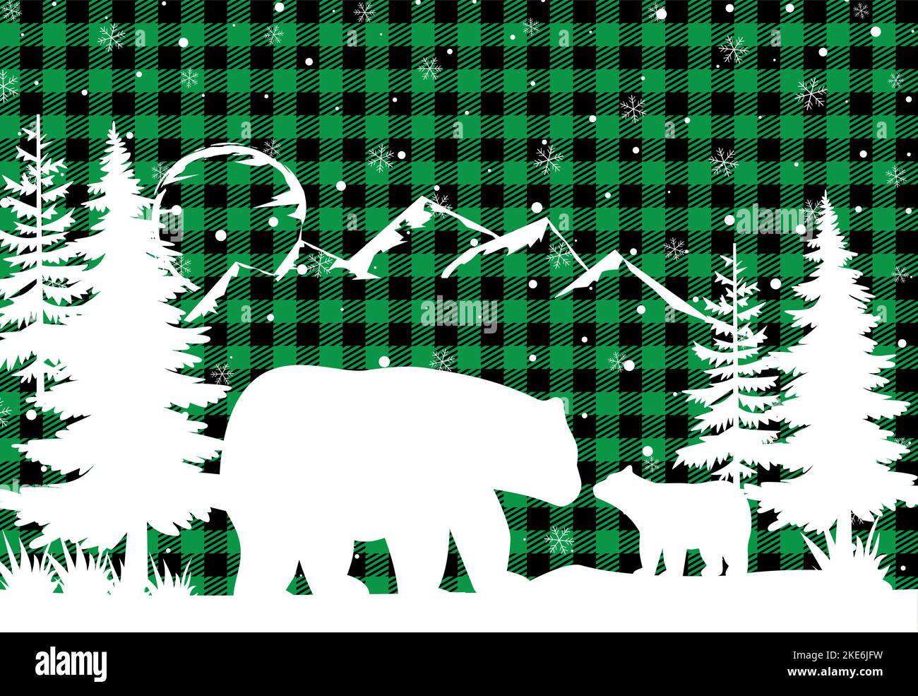 Christmas and New Year pattern at Buffalo Plaid. Festive background for ...