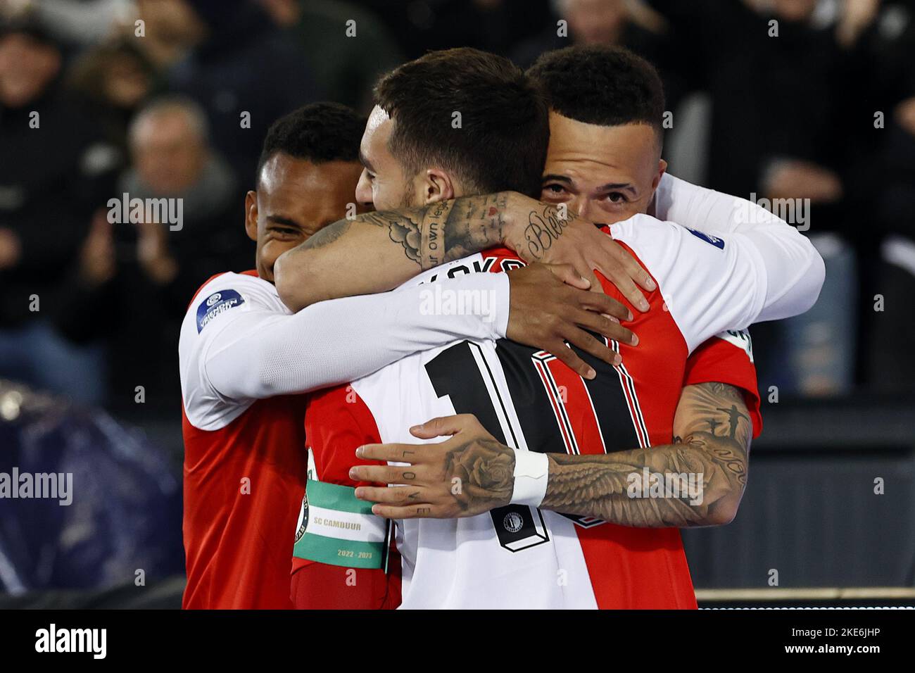 ROTTERDAM - (lr) Igor Paixao of Feyenoord, Orkun Kokcu of Feyenoord, Quilindschy Hartman of ...