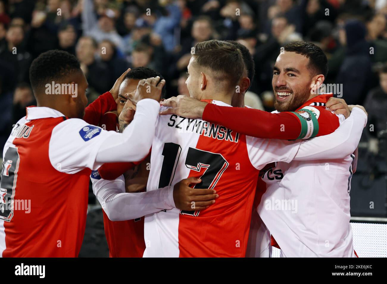 ROTTERDAM - (lr) Danilo of Feyenoord, Quilindschy Hartman of Feyenoord, Sebastian Szymanski of ...