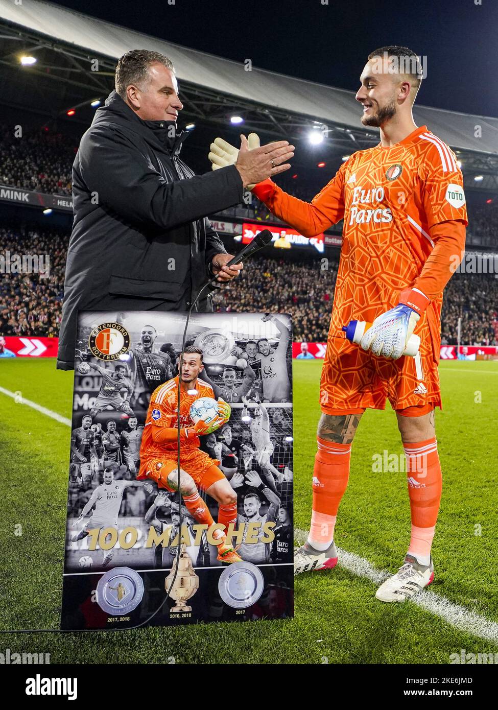 Rotterdam - Dennis te Kloese, Feyenoord keeper Justin Bijlow during the ...