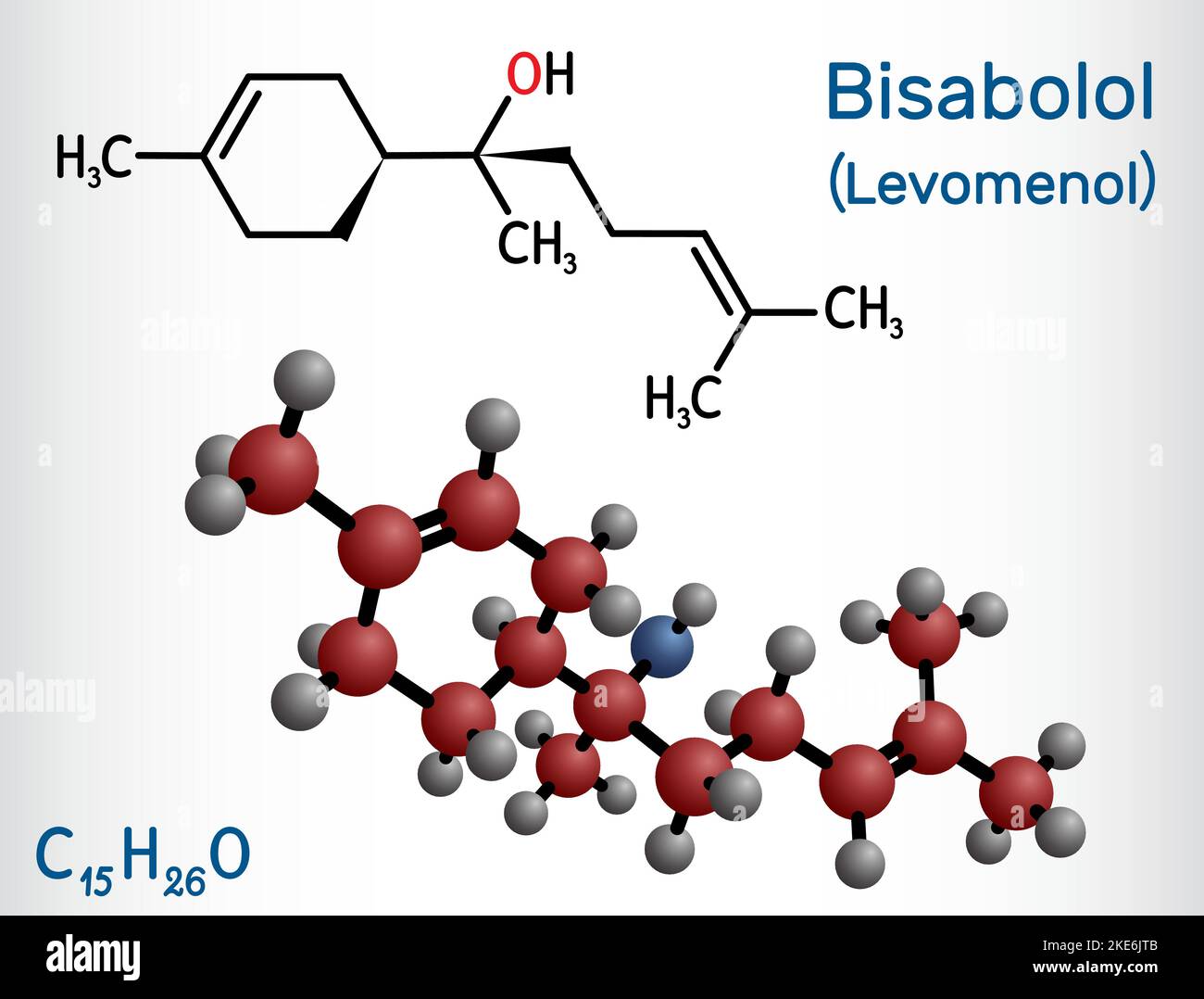 Bisabolol, alpha-Bisabolol, levomenol molecule. It is natural ...