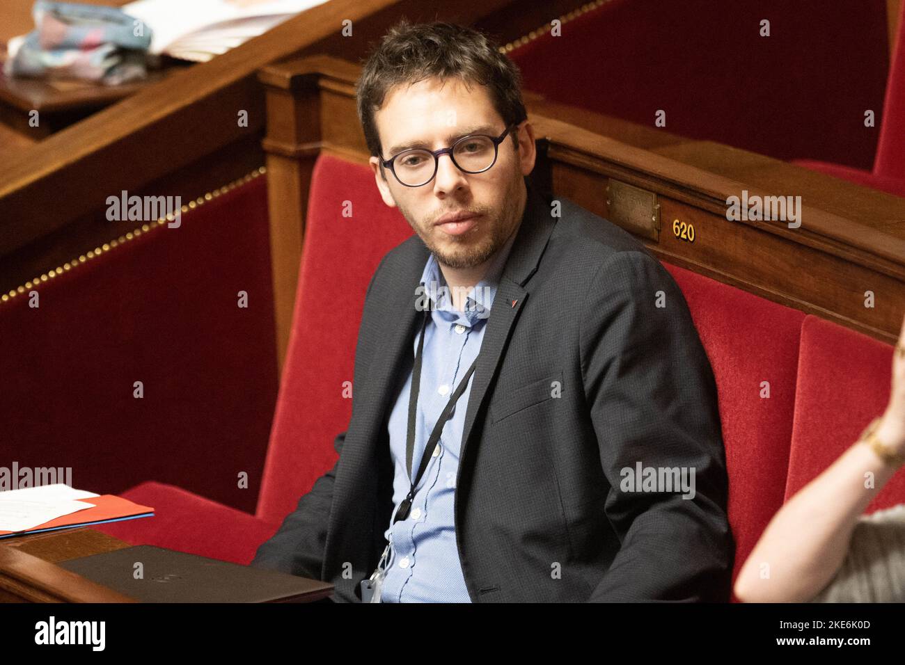 Deputy, Hadrien Clouet attends a session of Questions to the Government ...