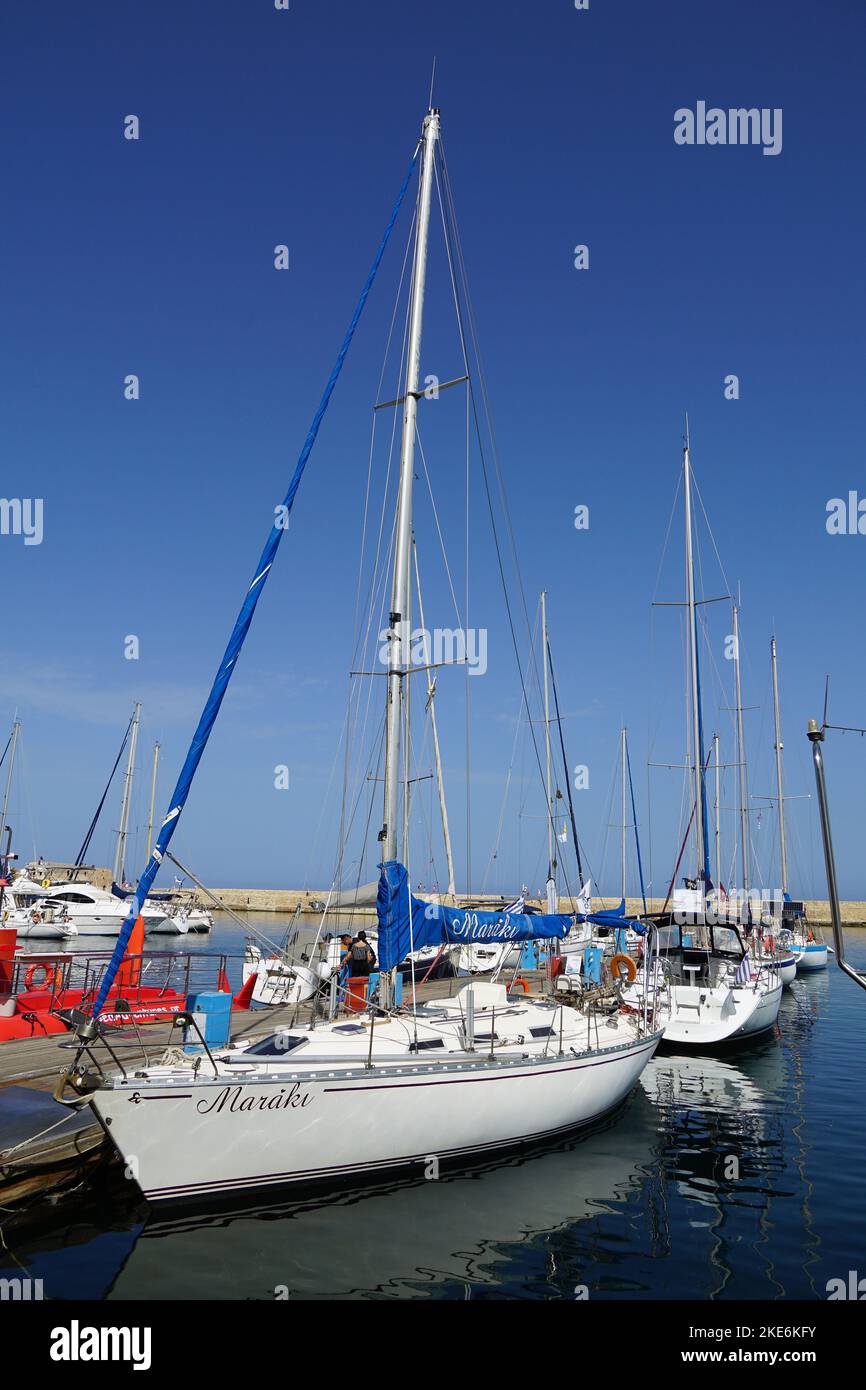 ship, Old Venetian Port, Chania, Hania, Crete, Greece, Europe Stock ...