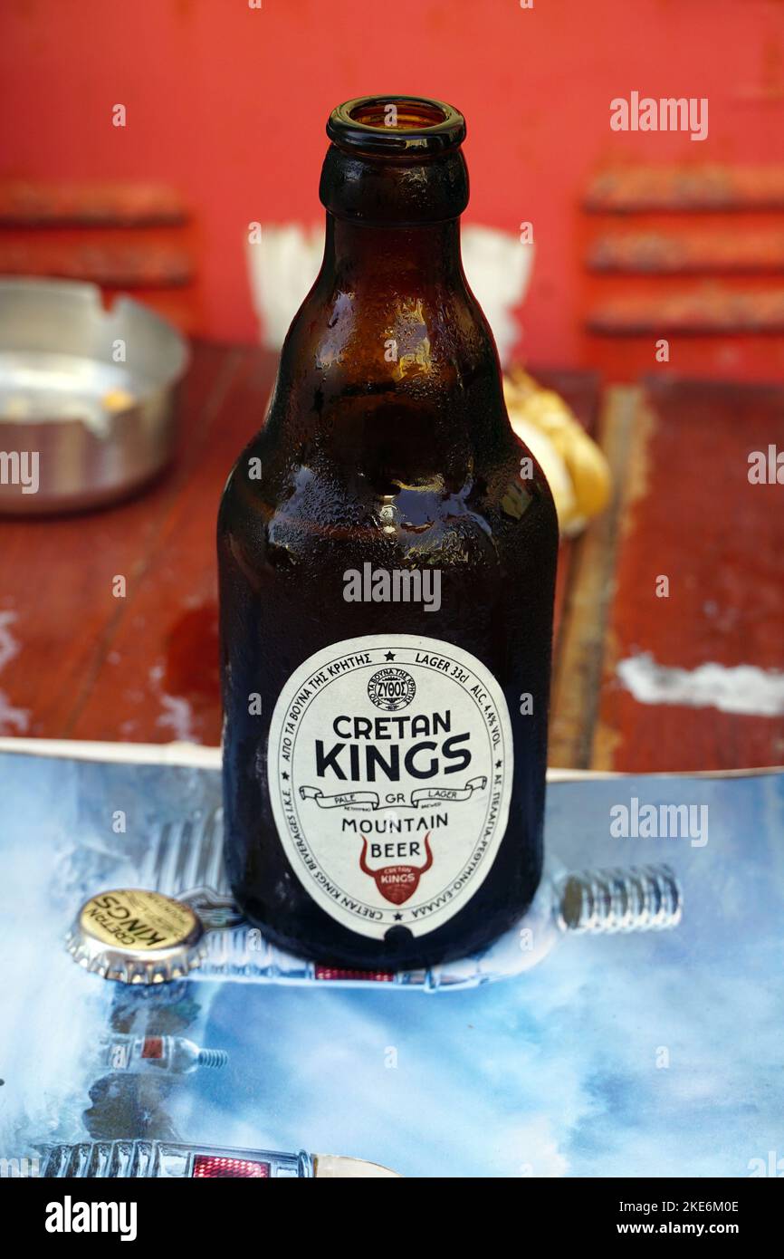 Cretan Kings Beer, Chania, Hania, Crete, Greece, Europe Stock Photo - Alamy