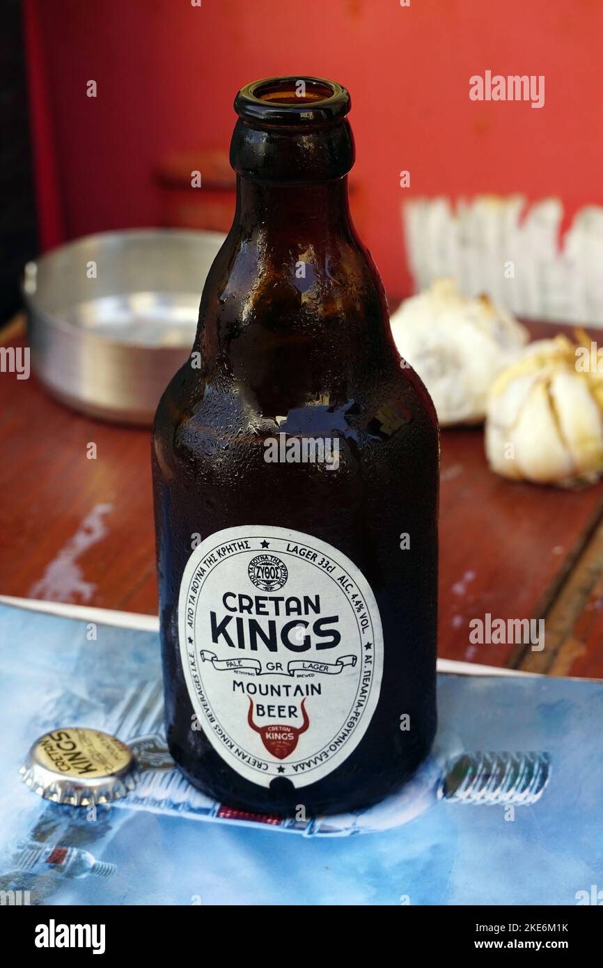 Cretan Kings Beer, Chania, Hania, Crete, Greece, Europe Stock Photo - Alamy