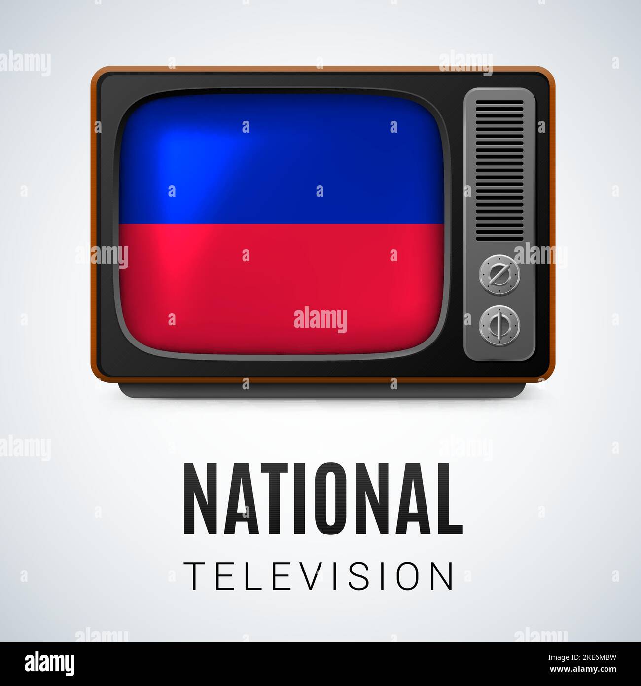 Vintage TV and Flag of Haiti as Symbol National Television. Button with ...