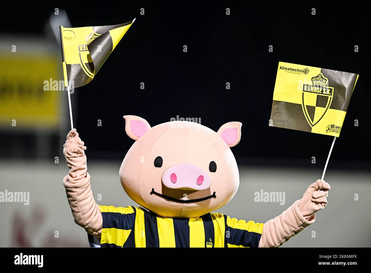 Lier, Belgium, 10/11/2022, Lierse's mascotte pictured before a soccer ...