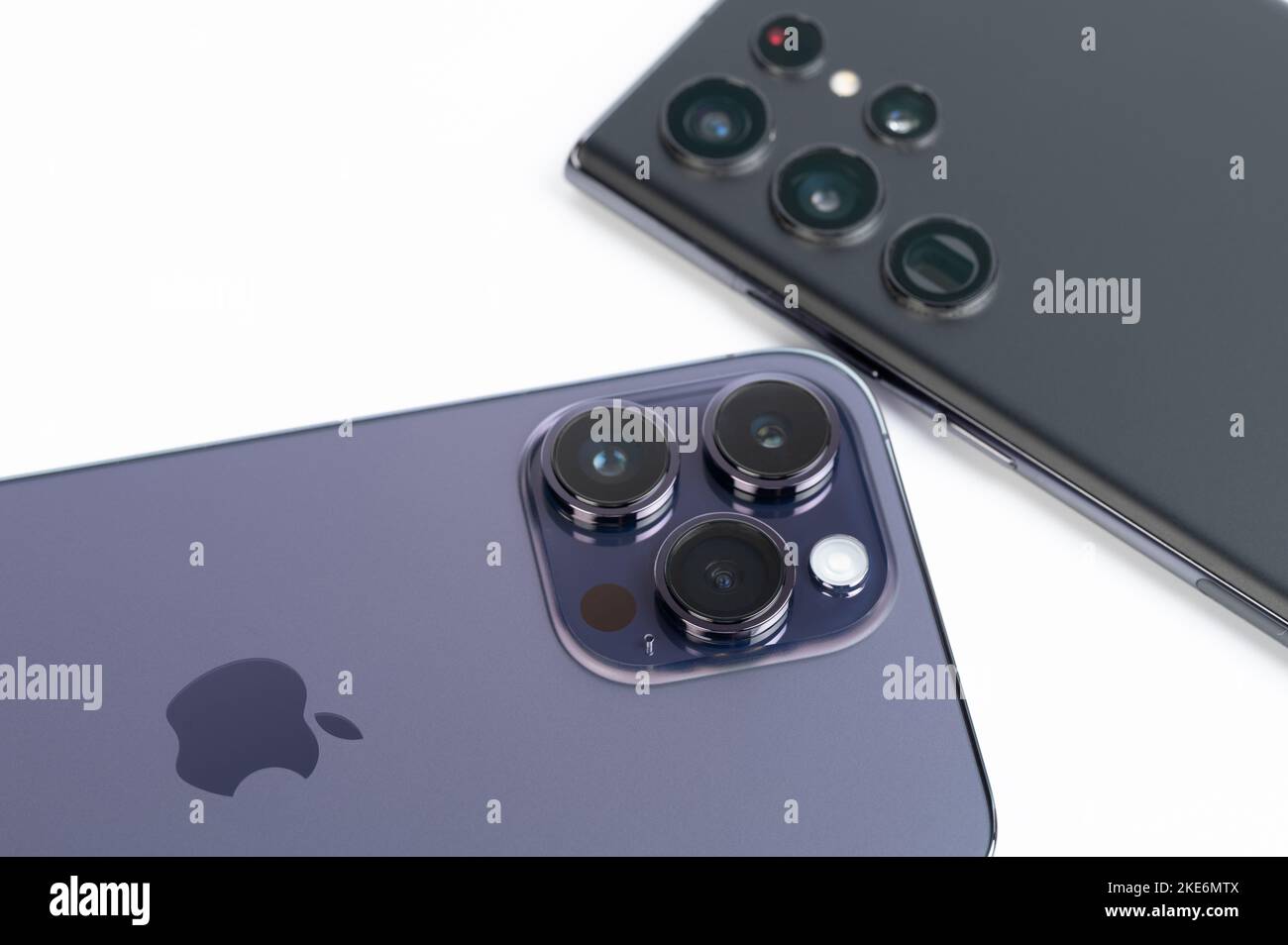 New york, USA - November 8, 2022: Main camera smartphone battle of ...