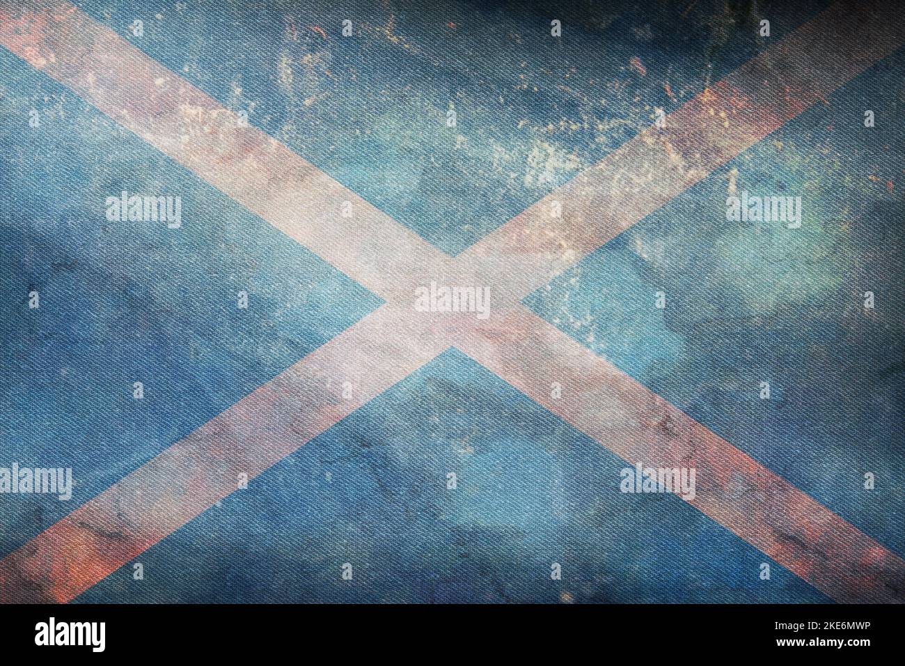 Top view of retro flag San Andres y Providencia Colombia with grunge ...