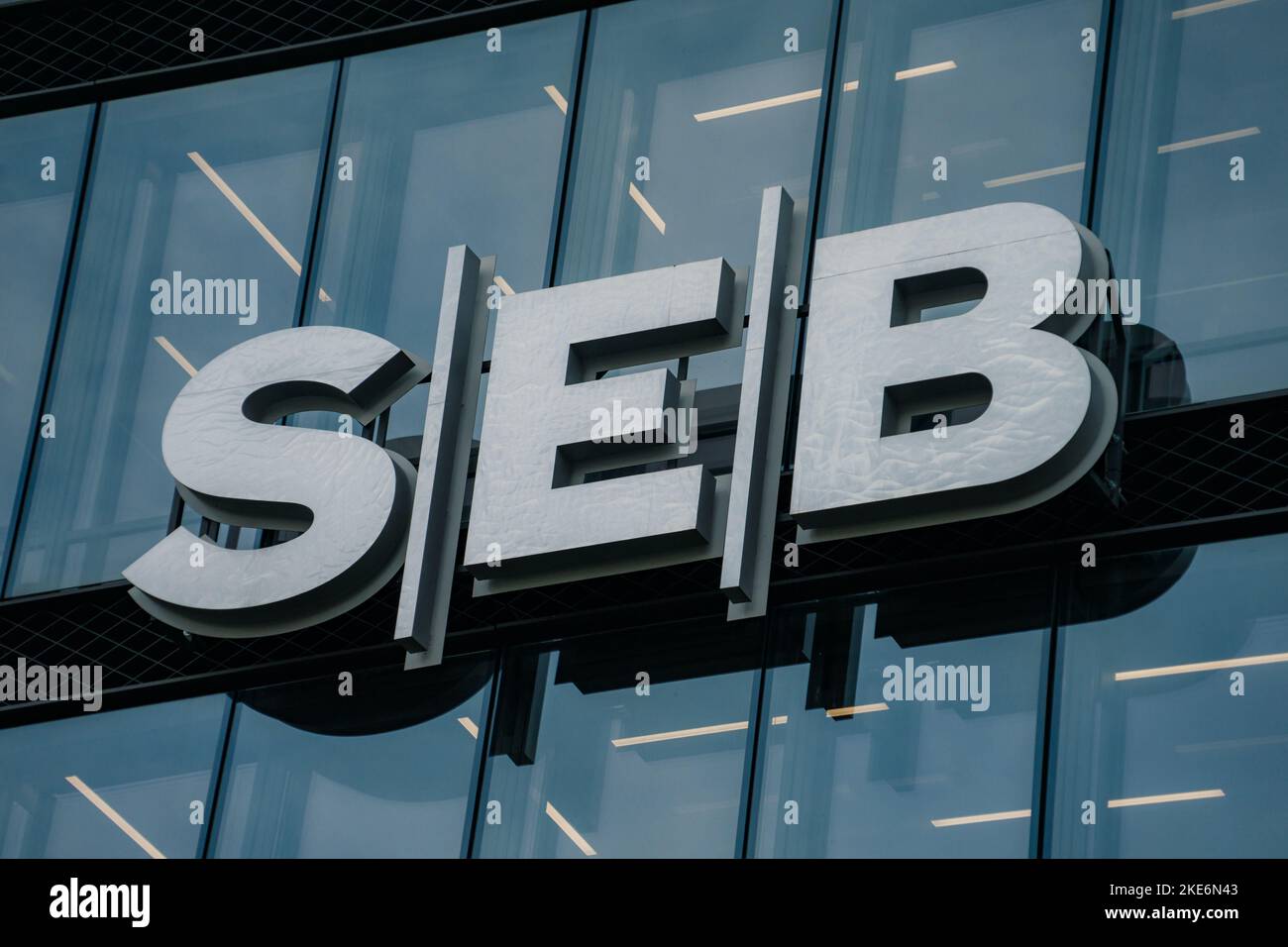SEB bank logo on modern SEB bank office building on 09 November 2022 in ...