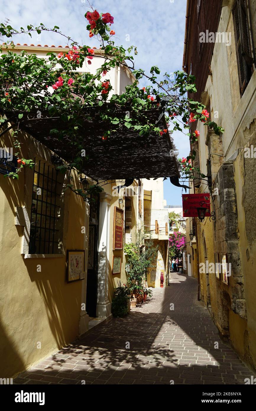alley, downtown, Chania, Hania, Crete, Greece, Europe Stock Photo - Alamy