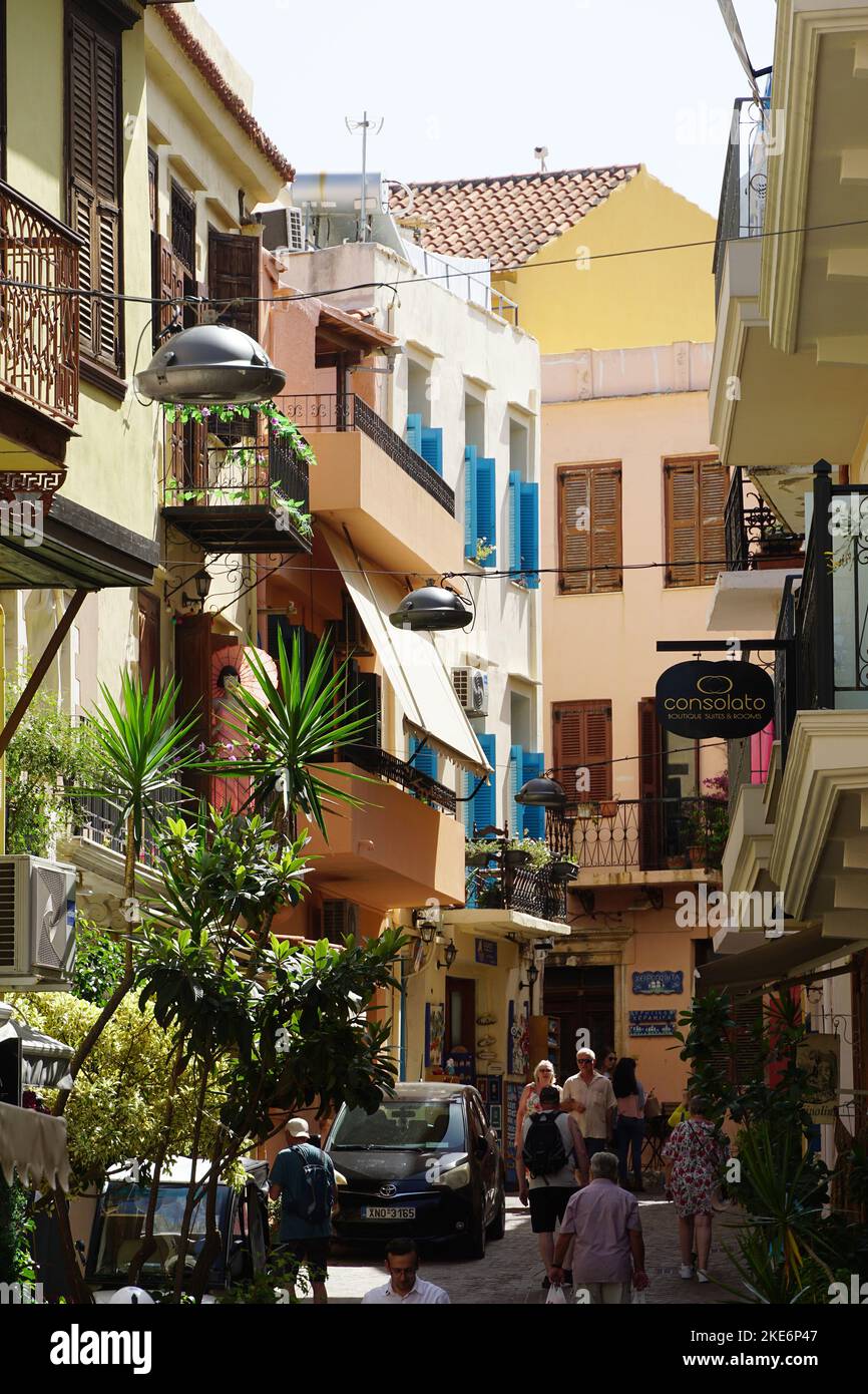 alley, downtown, Chania, Hania, Crete, Greece, Europe Stock Photo - Alamy