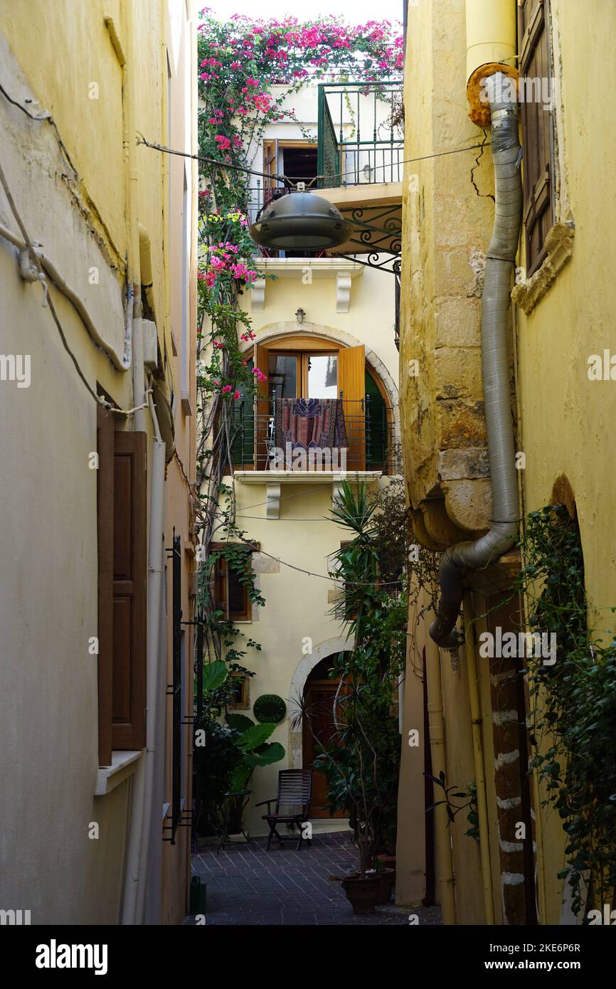 alley, downtown, Chania, Hania, Crete, Greece, Europe Stock Photo - Alamy