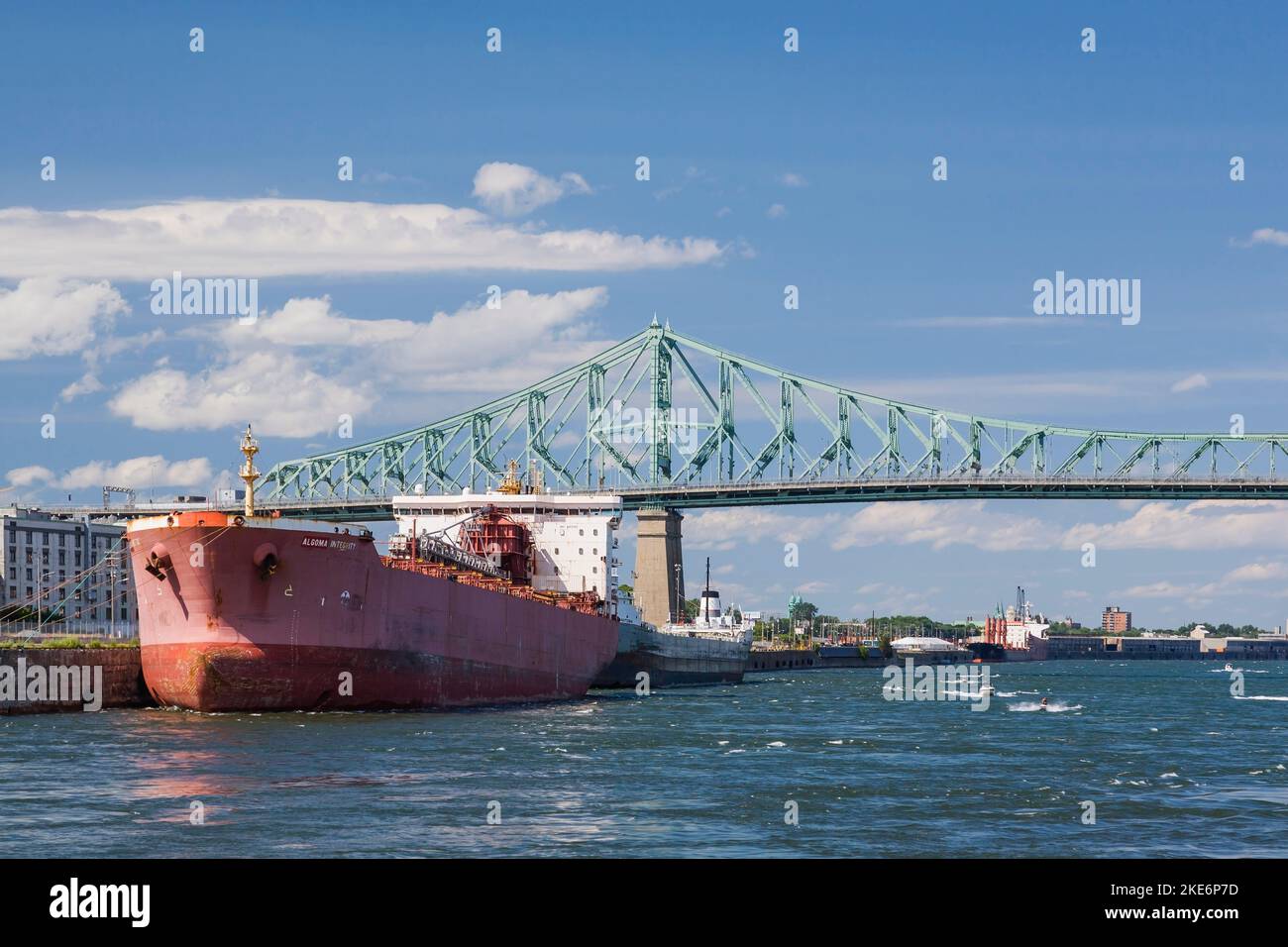 Docked Algoma Integrity cargo ship in port of Montreal and Jacques ...