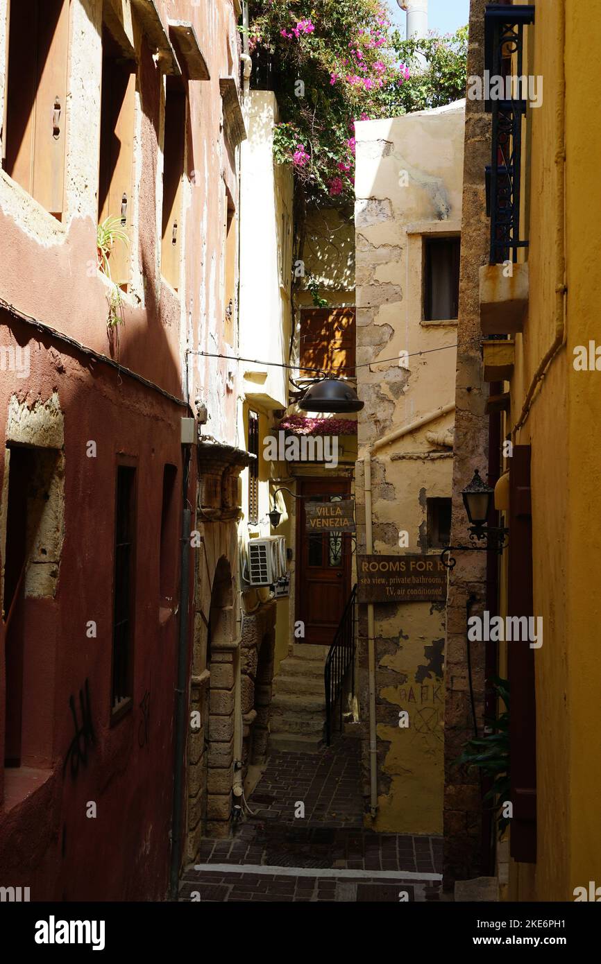 alley, downtown, Chania, Hania, Crete, Greece, Europe Stock Photo - Alamy